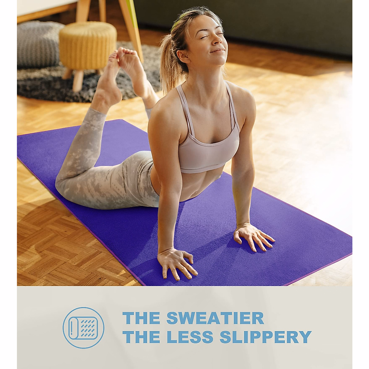 Heathyoga Hot Yoga Towel Non Slip, Microfiber Non Slip Yoga Mat Towel, Exclusive Corner Pockets Design, Dual-Grip, Sweat Absorbent, Perfect for Hot Yoga, Bikram, Pilates and Yoga Mats