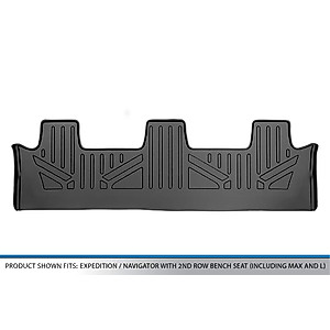 SMARTLINER Floor Mats 3rd Row Liner Black Compatible with 2018-2022 Expedition/Navigator with 2nd Row Bench Seat (Including Max and L)
