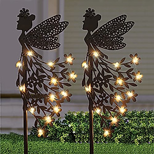 TSTGEE Solar Outdoor Lights Decorative 2 Pack Metal Fairy Stake Solar Lights Outdoor Garden Waterproof for Lawn,Patio,Yard Solar Fairy Stake,Garden Gift