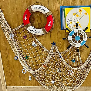 Fish Net Decorative Natural Party Decorations with DIY Accessory, Mediterranean Decor for Pirate, Hawaiian, Mermaid, Under The Sea, Ocean Themed Party, Classroom Cotton Crafting Supplies-DIY Kit