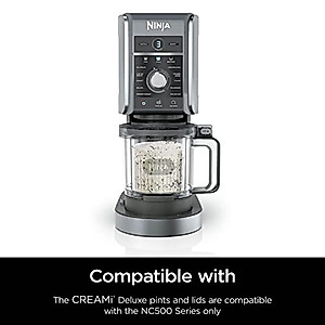 Ninja XSKPNTLTD2 CREAMi Deluxe Pints and Lids 2 Pack, Compatible with NC500 Series Ninja Creami Deluxe ice Cream Makers, BPA-Free & Dishwasher Safe, Coral & Yellow Lids