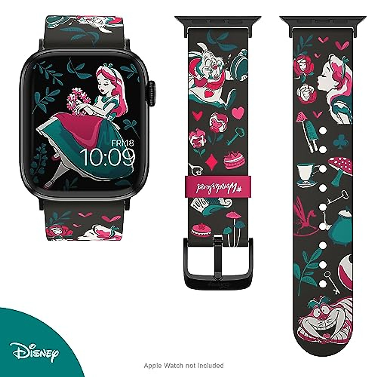 Disney Alice in Wonderland Smartwatch Band - Officially Licensed, Compatible with Every Size & Series of Apple Watch (watch not included)
