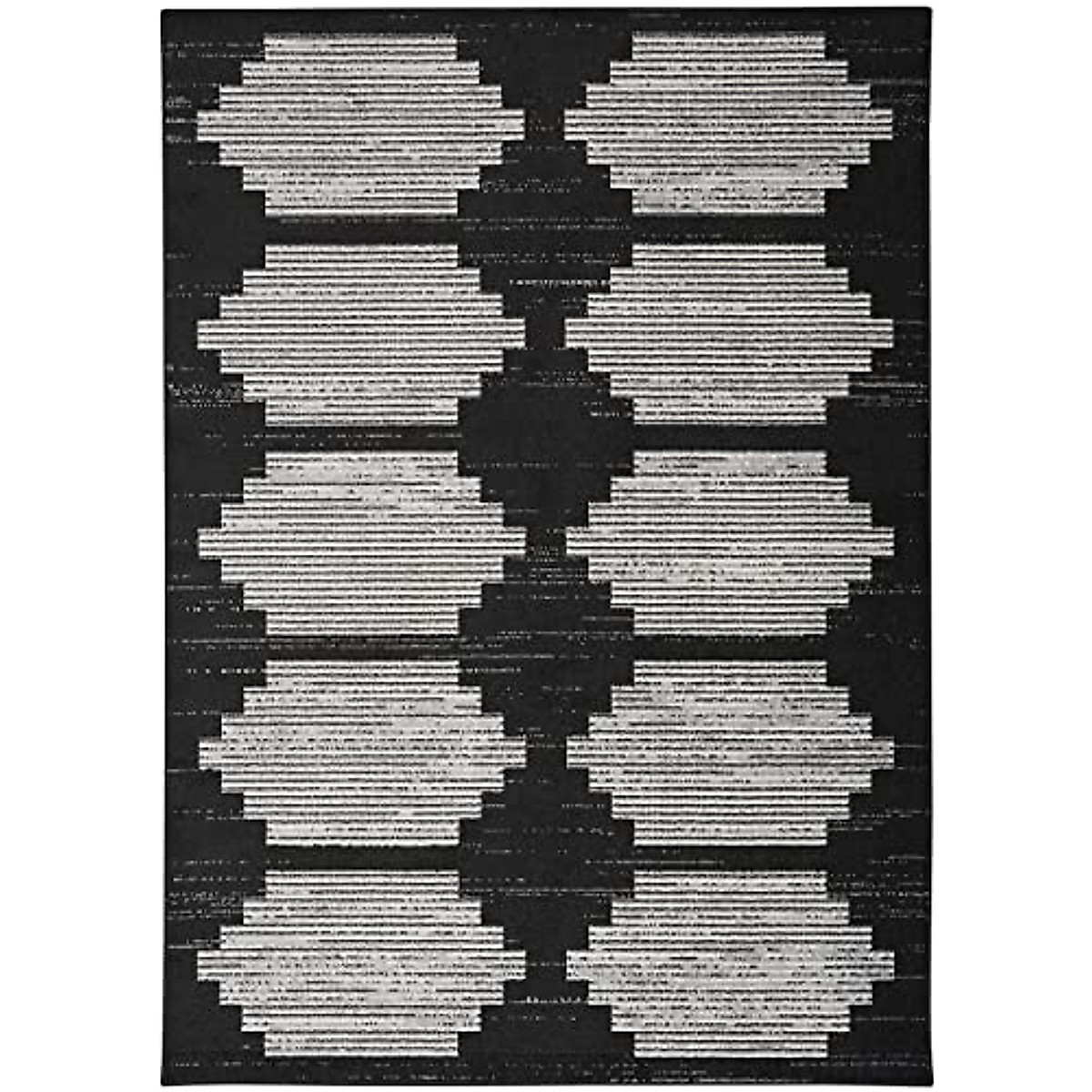 Nourison Modern Passion Geometric Black/Grey 6' x 9' Area -Rug, Easy -Cleaning, Non Shedding, Bed Room, Living Room, Dining Room, Kitchen (6x9)