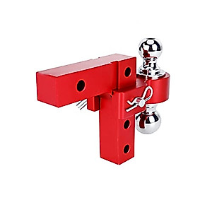 Kamivovo Adjustable Trailer Hitch, Fits 2-Inch Receiver, 6-Inch Drop Hitch, Tow Hitch Aluminum Forged Shank, 2 Inch & 2-5/16 Inch Balls with Double Lock Pins (Red)