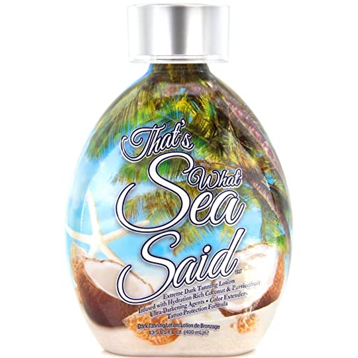 That’s What Sea Said Tanning Lotion - For Indoor Tanning Bed and Outdoor Sun - Safe for Face, Body and Tattoos - With Coconut Oil - No Bronzer
