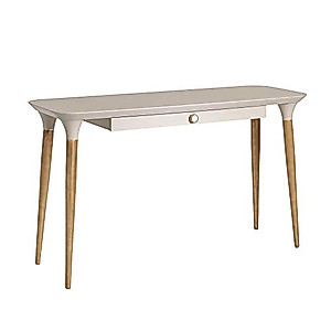 Manhattan Comfort HomeDock Modern 1 Drawer Home Office Desk Table with Organizer Compartment, Off White/Cinnamon