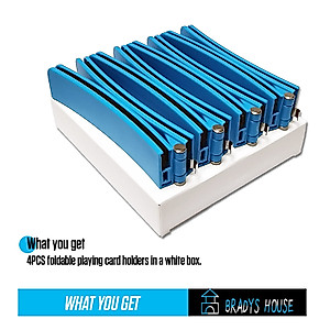 BRADYS HOUSE Card Holder for Playing Cards Foldable 4 Pieces | Plastic Playing Card Holders for Kids Adults & Seniors | 13 Inches Curved Game Card Organizer Holder Racks