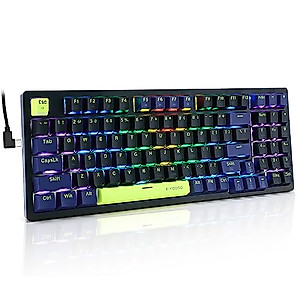 E-YOOSO Z-94 Mechanical Gaming Keyboard Rainbow Backlit, 94 Key Gaming Keyboard for Office and Games (Red Switch)