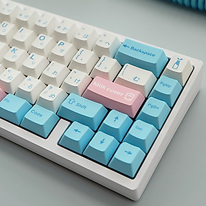 TOkey PBT keycap Cherry Profile 142 Key Dye Sublimation ANSI Layout Keycap for Mechanical Gaming Keyboard Cherry MX Switch (Milk Cover)
