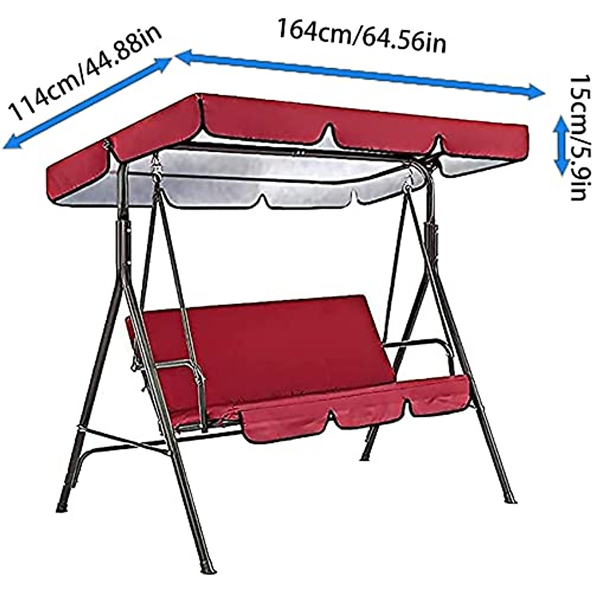 Patio Swing Canopy Waterproof Top Cover Set, Courtland Swing Replacement Awning Canopy Covers for Swing Chair Glider All Weather Protection Outdoor Garden Furniture(Dark Green, Three-seater76.77in)