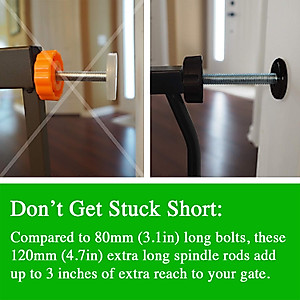 Baby Gate Guru Extra Long M8 (8mm) Spindle Rods + Small Wall Protectors Bundle (Black)