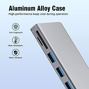 HRYHY USB C Hub, 9-in-1 USB C Adapter with 4K USB C to HDMI,USB C Charging, VGA, 2 USB 3.0, SD/TF Card Reader,Gigabit Ethernet, Compatible for MacBook Pro, XPS More Type C Devices