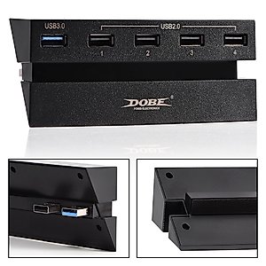 FOSA High Speed 5-Port USB Hub 2.0 & 3.0 Expansion Hub Controller Adapter for PS4 Game Console