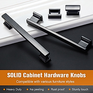 VEHCIL 20 Pack Square Matte Black Cabinet Knobs Black Drawer Dresser Knobs Cabinet Handles for Cupboard Closet Bathroom Kitchen Cabinet Hardware,Solid Zinc Alloy