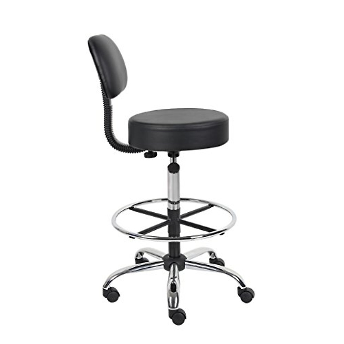 Boss Office Products B16245-BK Be Well Medical Spa Drafting Stool with Back, Black