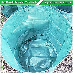 Standard 3-Pack 16 Gallons Home Garden Bags (D18, H15 inches) with Coated Gardening Gloves,Leaf Waste Bags,Patio Bag,Reusable Trash Can,Lawn Yard Waste Bags,Laundry Container with 4 handles