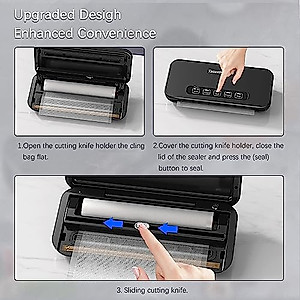 Vacuum Sealer Machine, Dry/Moist Vacuum Sealer Machine with Built-in Cutter and Bag Storage, External Vacuum System, Air Sealer Machine for Food Storage and Sous Vide with Starter Kit, Black