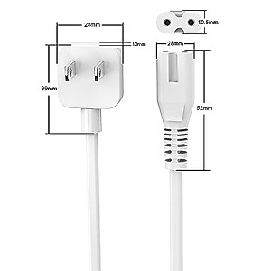 Super Thin Flat Plug, AC Power Cord Cable Fit for Xbox One S, Xbox One X, Xbox Series X/S Replacement - Extension Cord Low Profile