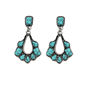 TOPACC Turquoise Concho Chain Belts for Women Western Cute Boho Teal Metal Cowgirl Country Concert Belt for Dresses Jeans