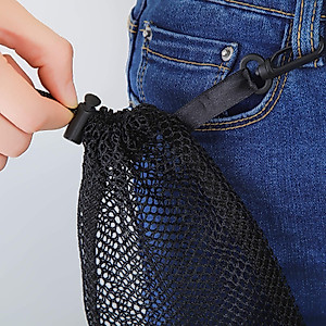 8 Pieces Black Mesh Drawstring Bags with Clips Small Nylon Storage Mesh Bags Shell Bag Dishwasher Net Bag for Jewelry Beach Collecting Toys Gifts Travel Kitchen Favor (33 x 40 cm/ 13 x 15.75 Inch)