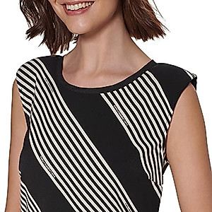 Karl Lagerfeld Paris Women's Printed Hammered Crepe Logo Maxi, Black Soft White, 4