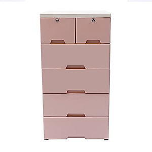 LOYALHEARTDY Dresser with 6 Drawers Portable Dresser Storage with 4 Wheels Tower Plastic Closet Organizer Modern Bedroom Closet Cabinet for Clothes Toys Home Office Bedroom Playrooms