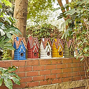 Glitzhome 12" H Green Hanging Distressed Solid Wood Garden Bird House Decoratvie Birdhouse