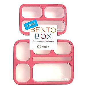 Bento Lunch Box and MINI Snack Container Set for Kids Women | Small and Large Leakproof Boxes for Lunches at Work School Daycare | Divided Portion Containers for Girls Teens Toddlers, Pink…