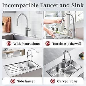 PoYang 24 inch Silicone Draining Mat for Kitchen Sink Splash Guard Behind Faucet, Splash Guard for Kitchen Sink Area, Longer Faucet Draining Mat, Sink Protectors for Kitchen Sink Splatter Screen, Grey