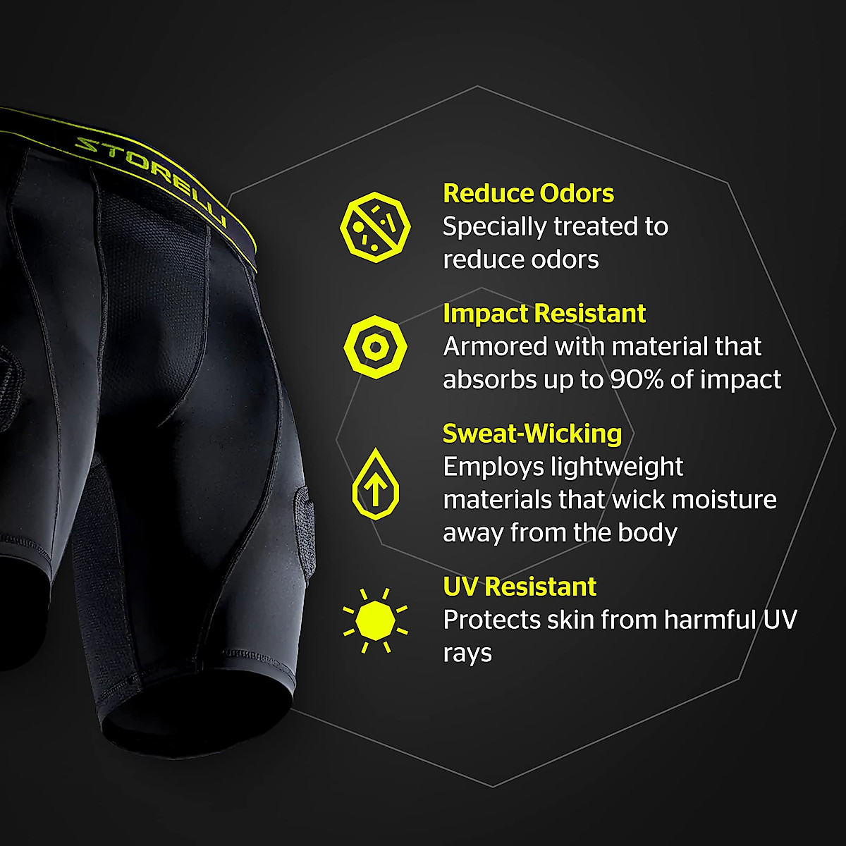 Storelli BodyShield Unisex Goalkeeper Sliders 2.0, High-Impact Protection, Sweat-Wicking, UV-Resistant Athletic Undershorts for Soccer & Heavy-Duty Sports | Black | Large