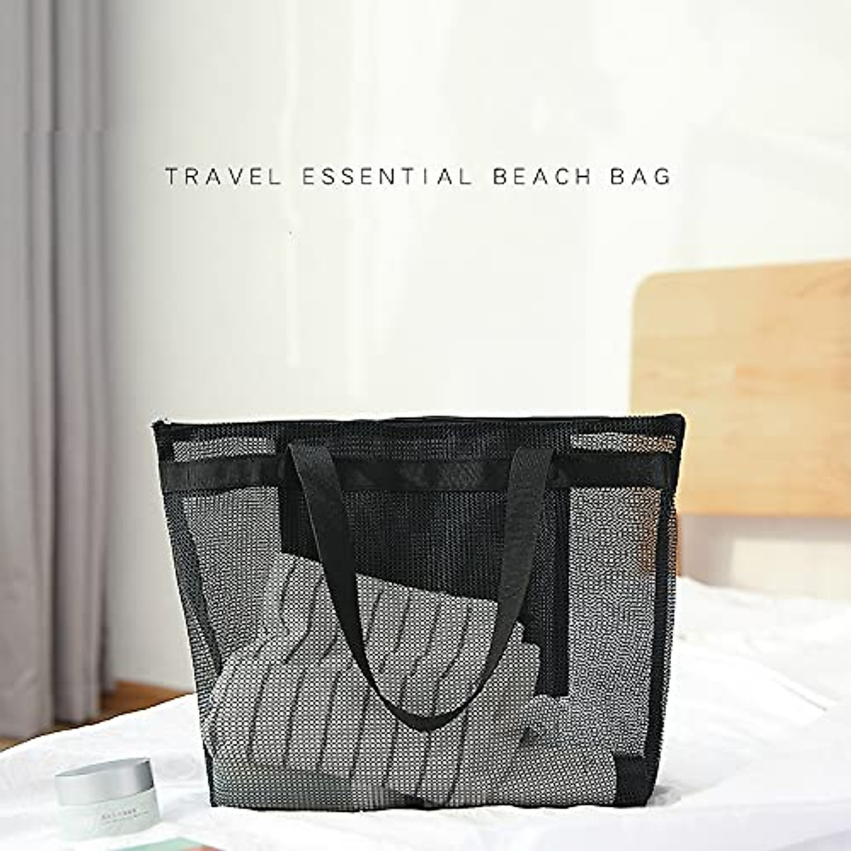 MEYYY Portable Mesh Shower Caddy, Quick Dry Tote Bag with Zipper and Inner Pocket, Hanging Toiletry Bath Organizer for College Dorms, Gym, Swimming, Beach, Travel