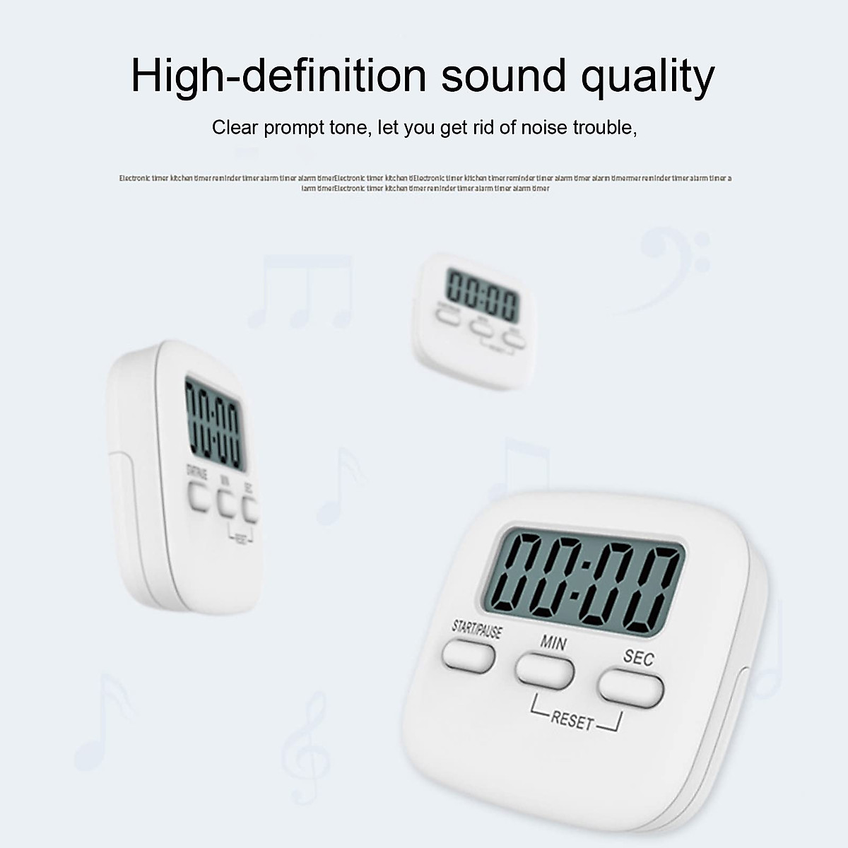 Galand Precise Multi-use Study Timer Plastic Stable Shockproof Digital Timer for Student Study Timer for Gifts White