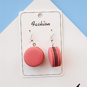 3-5Pairs Cute Dessert Macaron Popcorn Hamburg Pizza Dangle Earrings Hamburger Pizzas Desserts Food Jewelry Cartoon Drop Earrings Wedding Gift for Women Girls-5