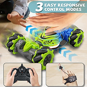TIOYOTY Gesture Sensing RC Stunt Car with Lights Music, 4WD High Speed Gesture RC Car, 2.4Ghz Remote Control Watch Sensor 360° Rotating Drift, Ages 6-13 Kids Boys Girls Birthday Gift