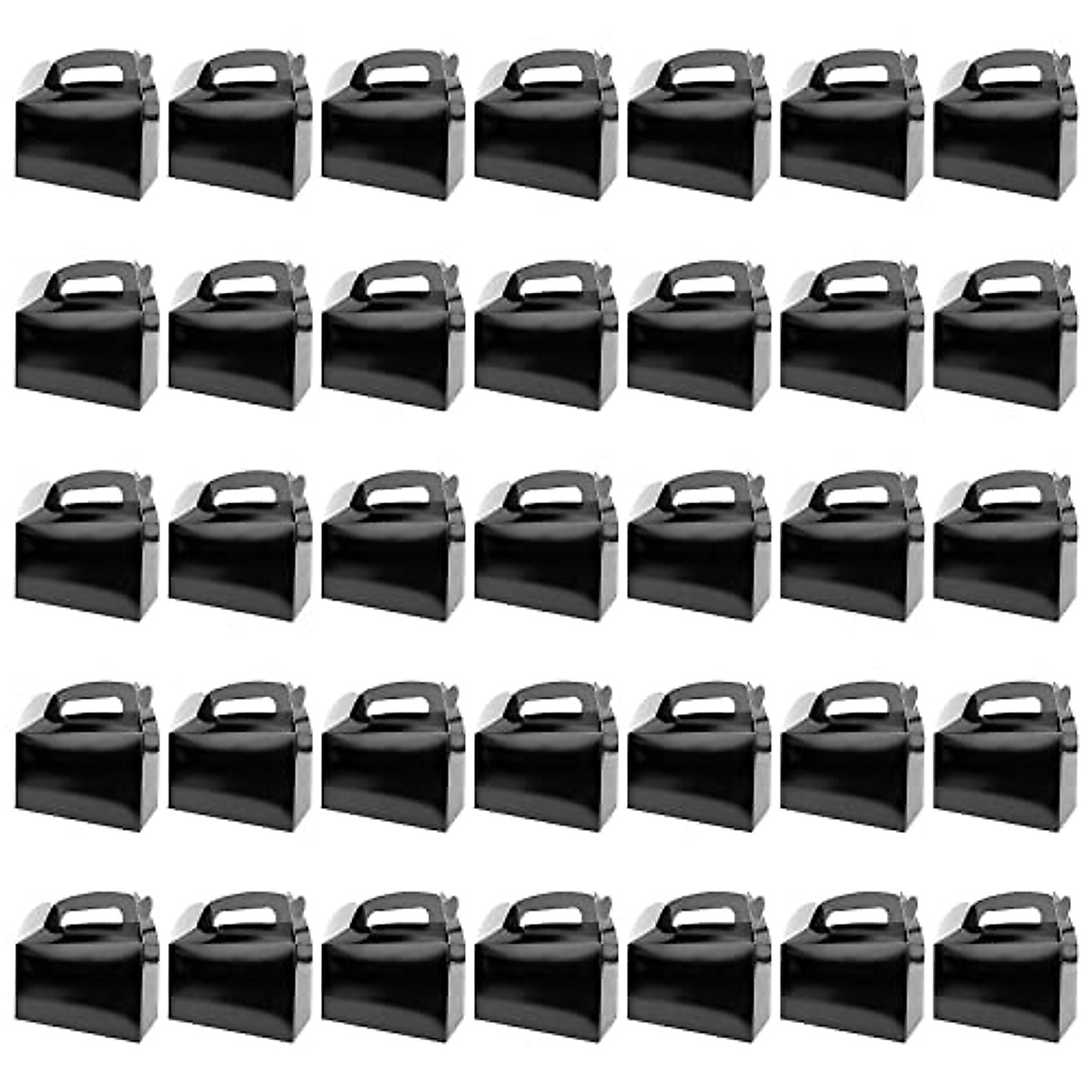 HKLMRO 35 PCS Party Treat Boxes Black Candy Cookies Gift Box DIY Portable Favor Bags Snack Goodie Cardboard Gable Perfect for Kids Birthday Halloween Wedding Baby Shower Easter Supplies Decoration