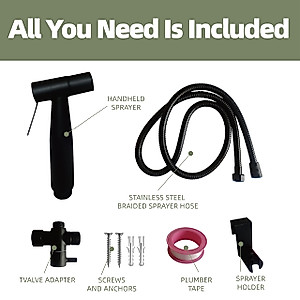 Rulism Handheld Bidet Sprayer for Toilet, Brass Leak Free T-Valve & Adjustable Jet Spray, Feminine Hygiene, Baby Diaper Sprayer with Superior Complete Accessories