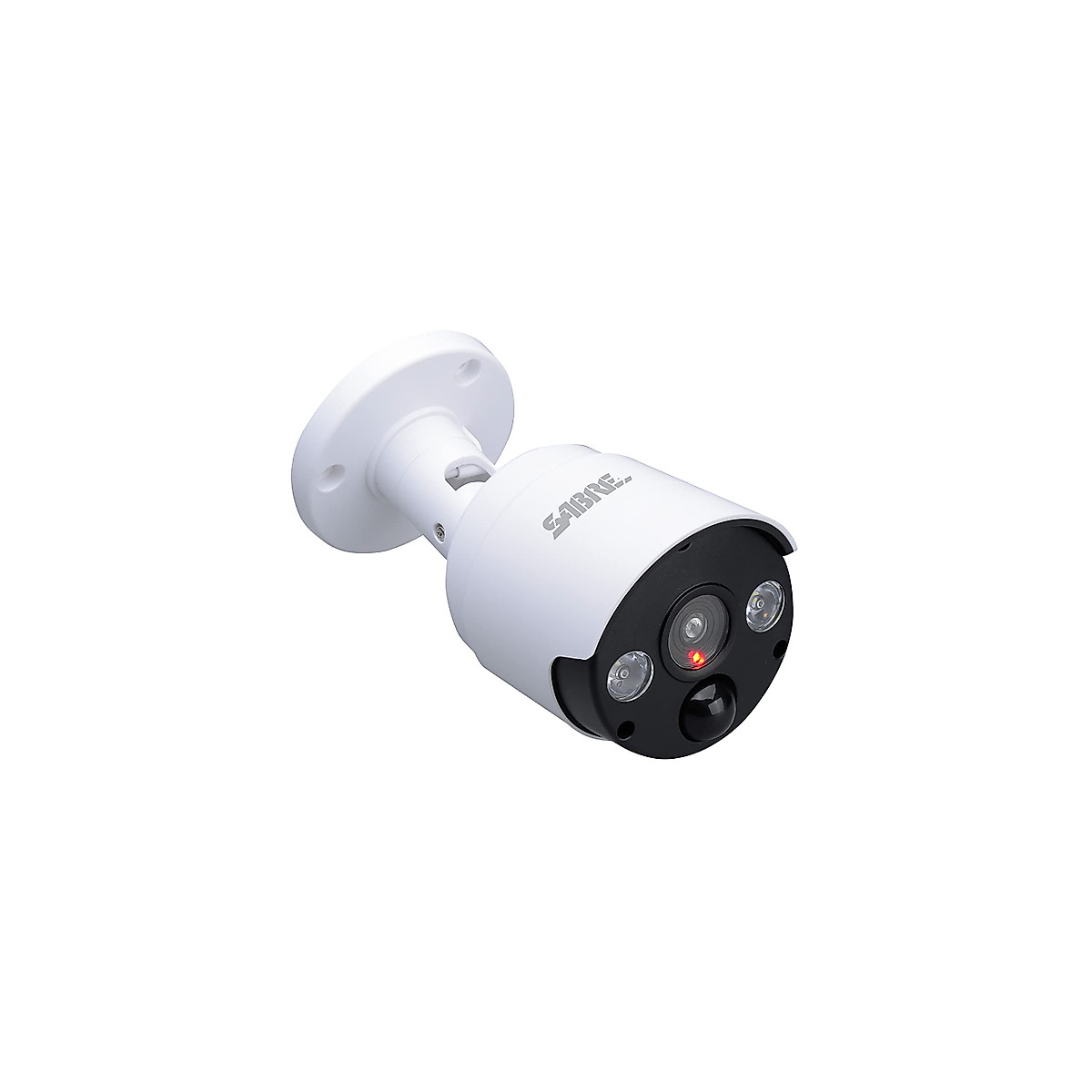 SABRE 2-in-1 Fake Security Camera with Motion Detector, Two LED Lights, Continuous Blinking LED Light, 3 Different Settings, Weather-Resistant IP44 Design, Realistic Look, No Wiring Needed