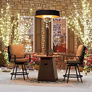 Sunjoy Patio Heater, 40000 BTU Portable Freestanding Steel Frame Outdoor Propane Heater with Side Table Design, Stainless Steel Burner, Safety Self Shut-Off System for Commercial & Residential Use
