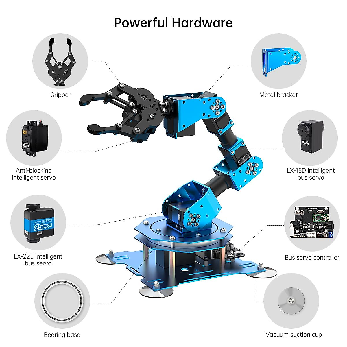 LewanSoul Robotic Arm for Arduino Coding Programming 6DOF xArm 1S STEM Educational Building Robot Arm Kits, 6 AXIS Full Metal Robotic Arm Wireless Handle/PC/App/Mouse Control Learning Robot