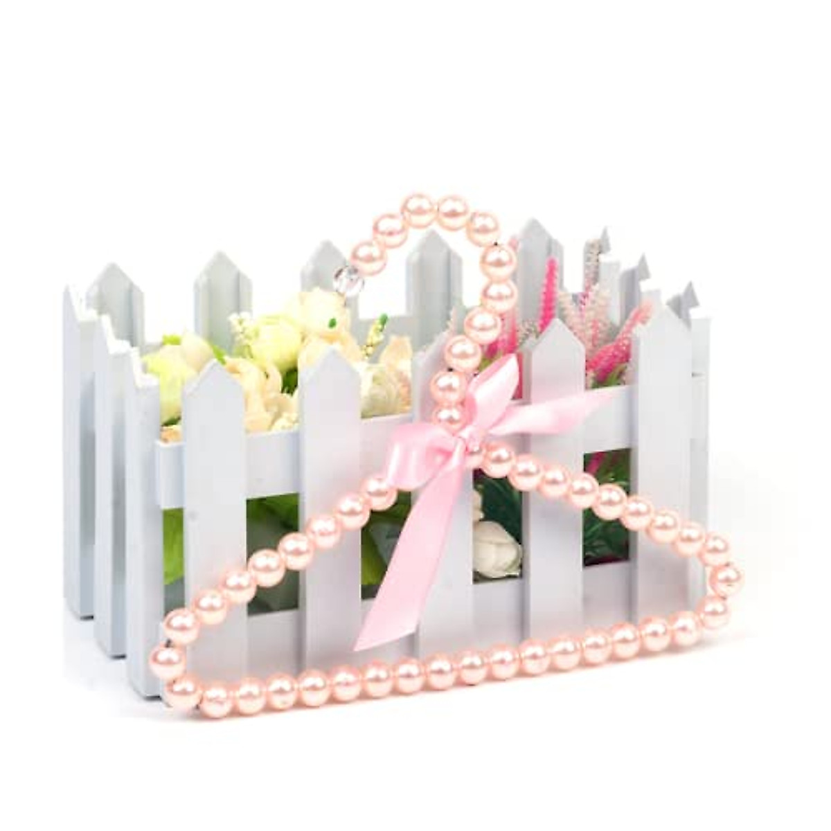 littlefall Dog Cat Pet Clothes Hanger Plastic Pearl Beaded Bow Clothes Dress Coat Hangers Closet Coat Storage Organizer Dry Rack 5 Pcs (Pink)