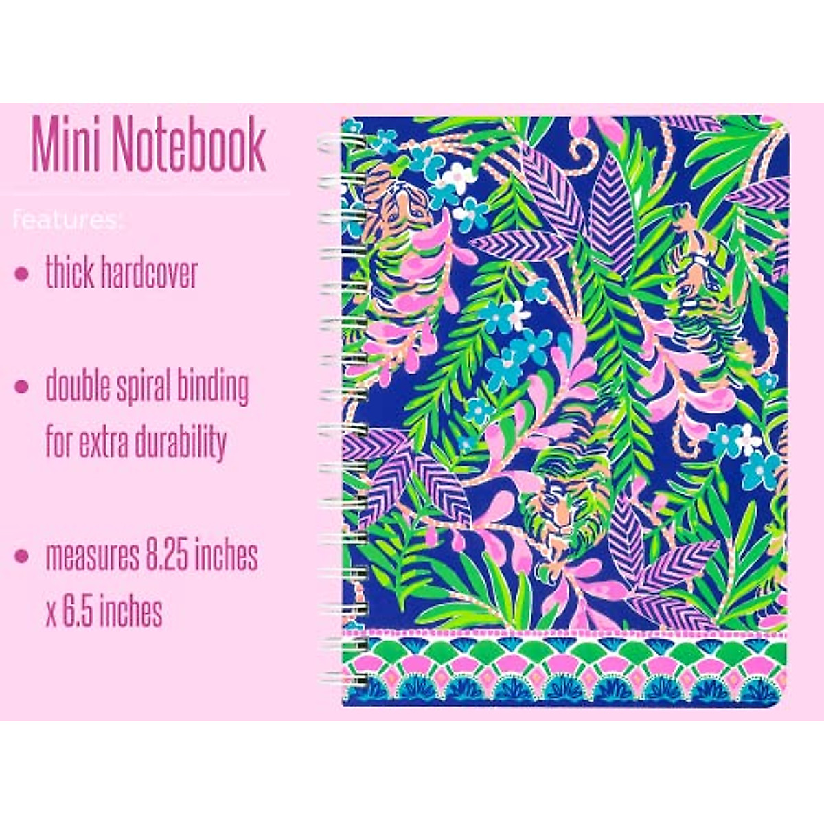 Lilly Pulitzer Hardcover Mini Spiral Notebook, 8.25" x 6.5" Small Journal with 160 College Ruled Pages, How You Like Me Prowl