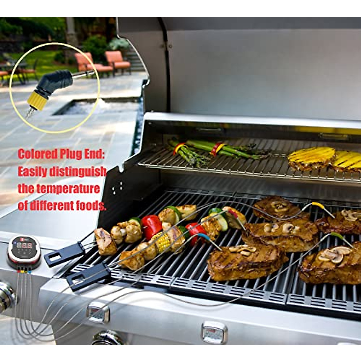 4 Packs of Pro Thermometer Meat Probe Replacement for Weber Grills, igrill, Connect Smart Grilling Hub by Meatender, Equiped with 4 Probe Cord Wraps, 4 Magnetic Tablets and 4 Probe Stands…