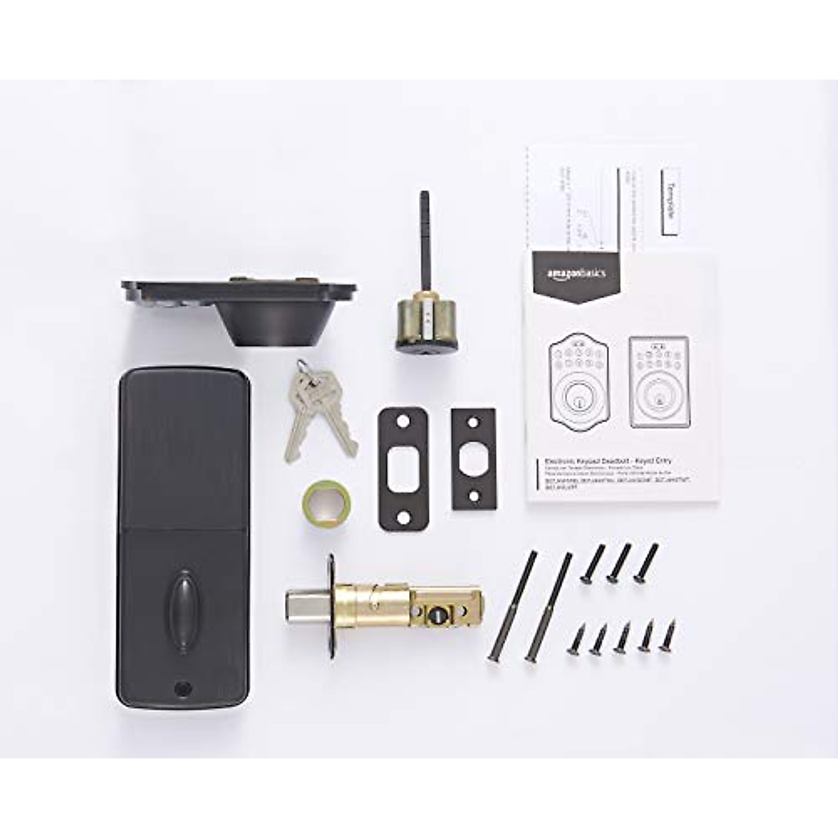 Amazon Basics Traditional Electronic Keypad Deadbolt Door Lock, Keyed Entry, Oil Bronze Finish