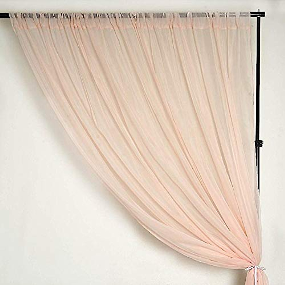 BalsaCircle 10 feet x 10 feet Blush Sheer Voile Backdrop Drapes Curtains 2 Panels 5x10 ft - Wedding Ceremony Party Home Decorations
