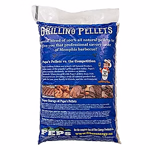 Papa's Premium Hardwood Pellets for Grilling & Smoking Meat, Poultry, Seafood, & Vegetables, Memphis Blend w/Apple, Cherry, Hickory, & Oak, 20 Pounds