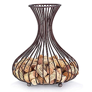 Owlgift Wine Cork Holder, Cork Storage Display Wine Stopper Table Cork Container Storage Organizer for Decoration – Bronze, 7.5 x 7.5 x 9.3 inches