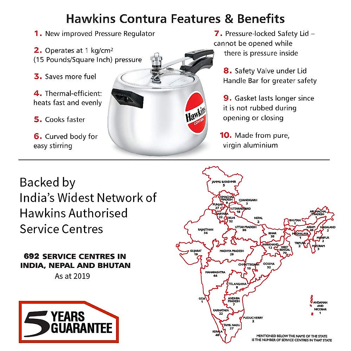 Hawkins Contura Pressure Cooker, 6-1/2-Litre New Shape