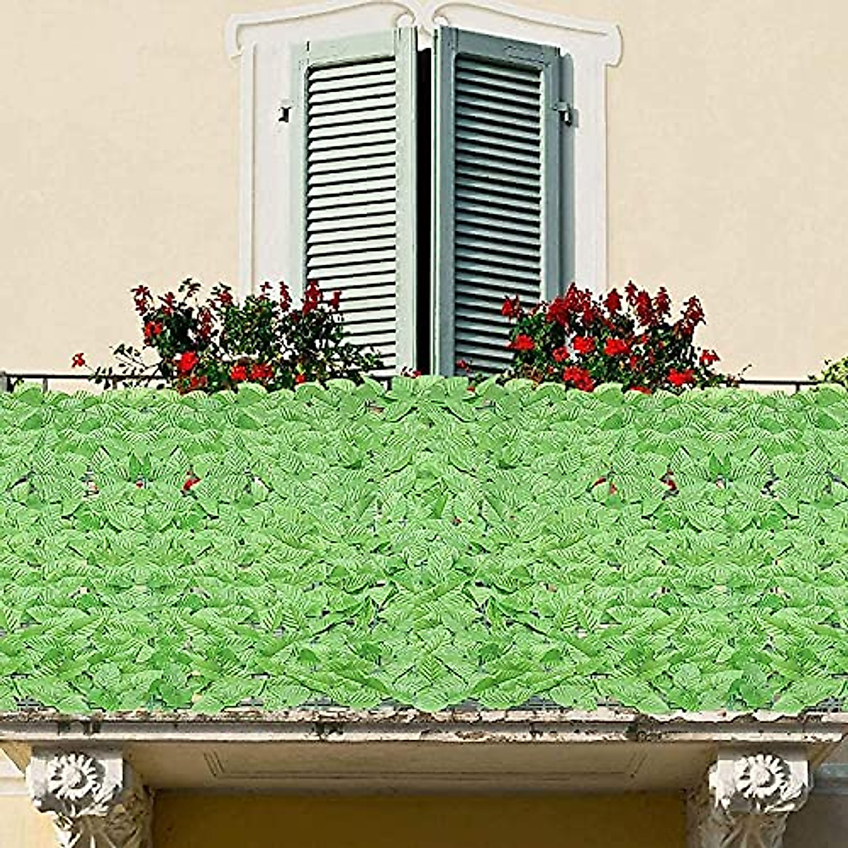 Expandable Faux Privacy Fence Artificial Ivy Leaf Hedge Roll Privacy Screen | Artificial Hedges Fence,Faux Ivy Vine Leaf Decoration UV Fade Protected for Balcony Patio (Size : 1×0.5m)