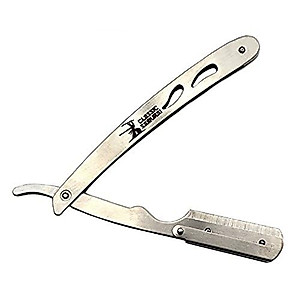 Classic Samurai CS-102 Stainless Steel Professional Barber Straight Edge Razor with 100 Count Single Edge Razor Blades