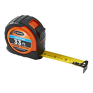 Keson PG181033WIDEV Short Tape Measure with Nylon Coated Steel Wide Blade (Graduations: 1/10, 1/100 & ft., in., 1/8), 1-3/16-Inch by 33-Foot